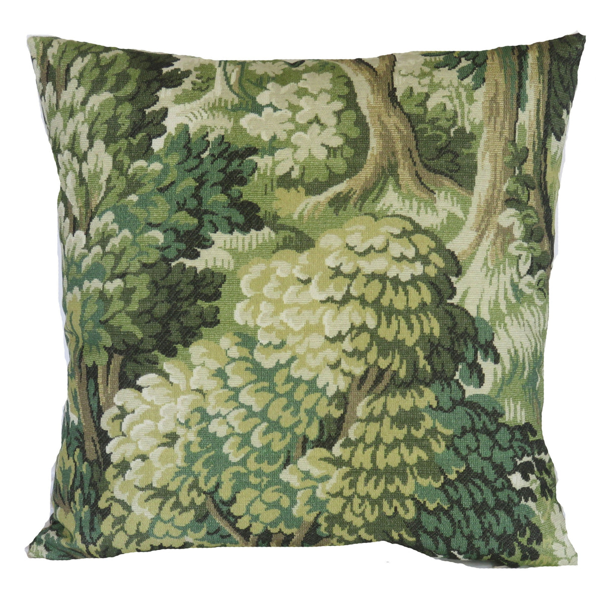 Spring Green Forest Pillow Cover, 17" Square, Trees & Leaves, Cotton P ...