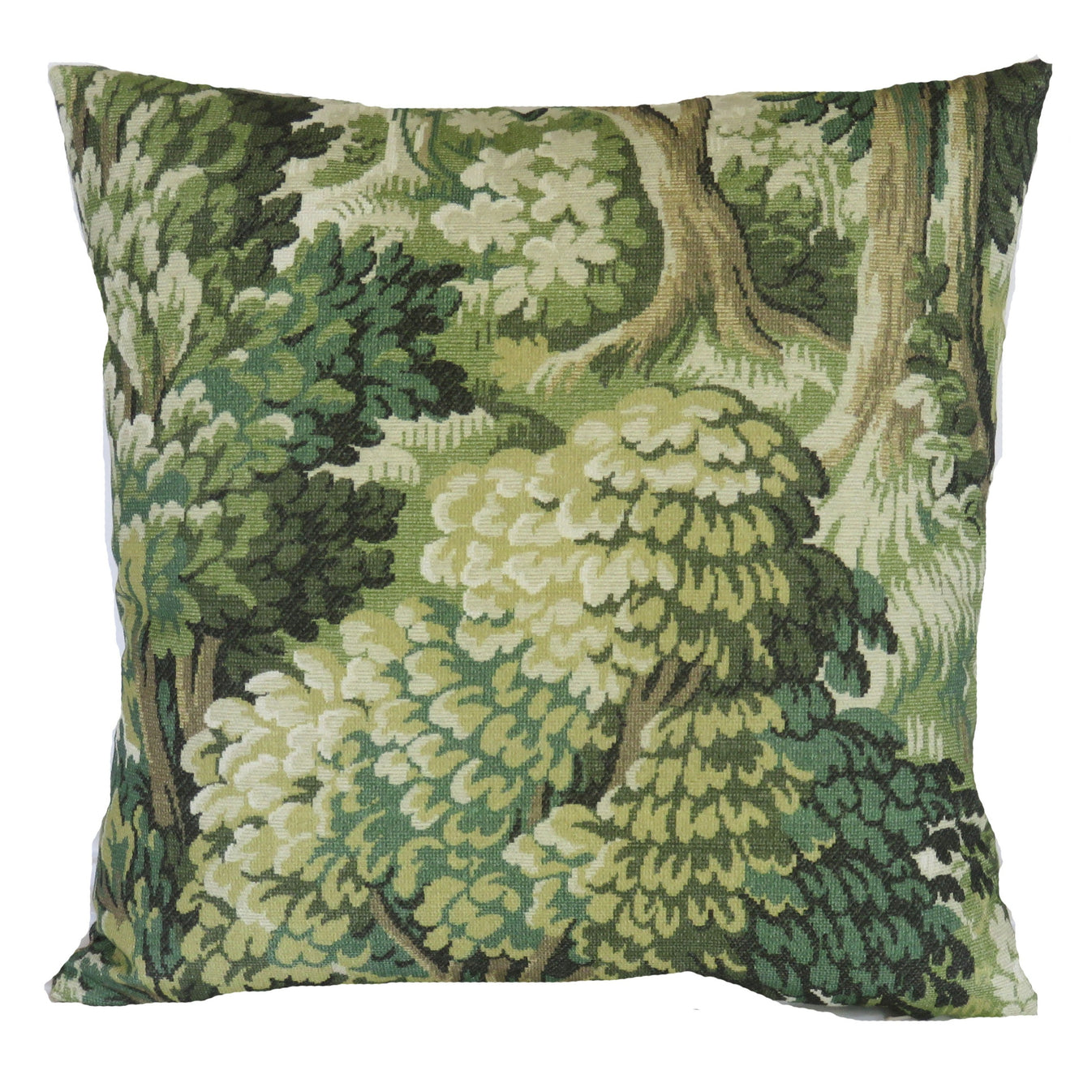 Spring Green Forest Pillow Cover, 17" Square, Trees & Leaves, Cotton P ...